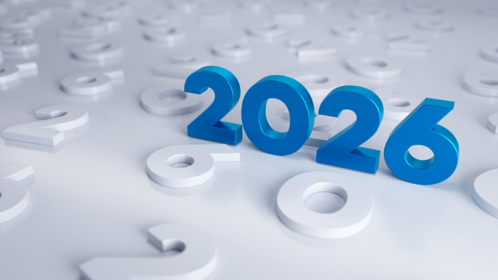 Blue number 2026 standing tall among white numbers - Law Office of ...